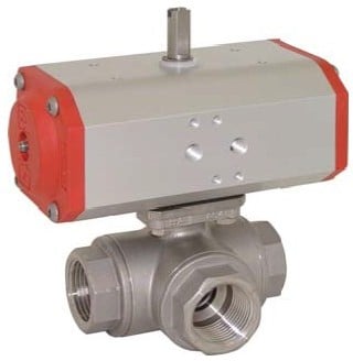 Ball valve-PD, 1 ,with Actuator-EE, EW70 Stainless steel / PTFE L-bore ...