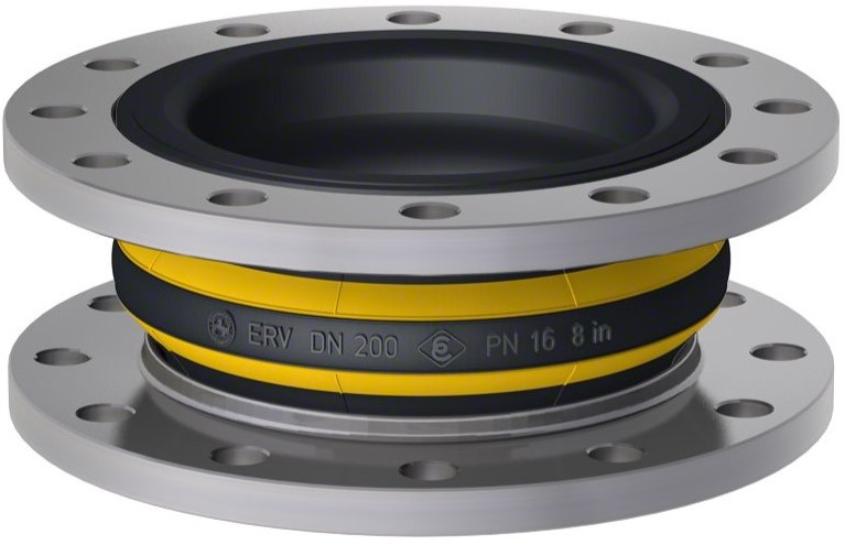 Elaflex Rubber expansion joint Yellow steel type ERV-GS DN200, L=130 mm flanges DIN PN16 ...