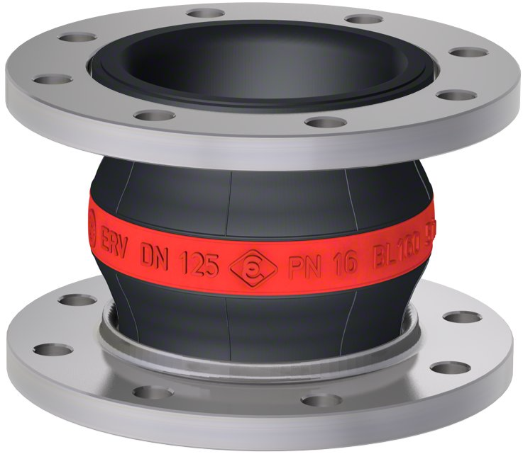 Elaflex Rubber expansion joint Red band type ERV-R DN150, L=160 mm flanges DIN PN16 galvanized steel