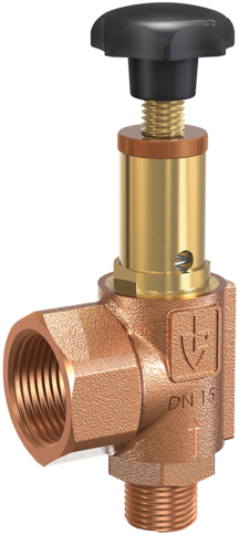 853 Overflow / pressure control valves made of gunmetal, angle-type with threaded connections