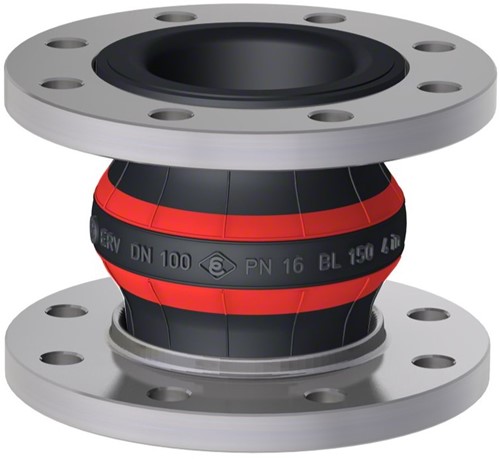 Elaflex Rubber expansion joint type ROTEX DN100, L=150 mm flanges DIN PN16 galvanized steel