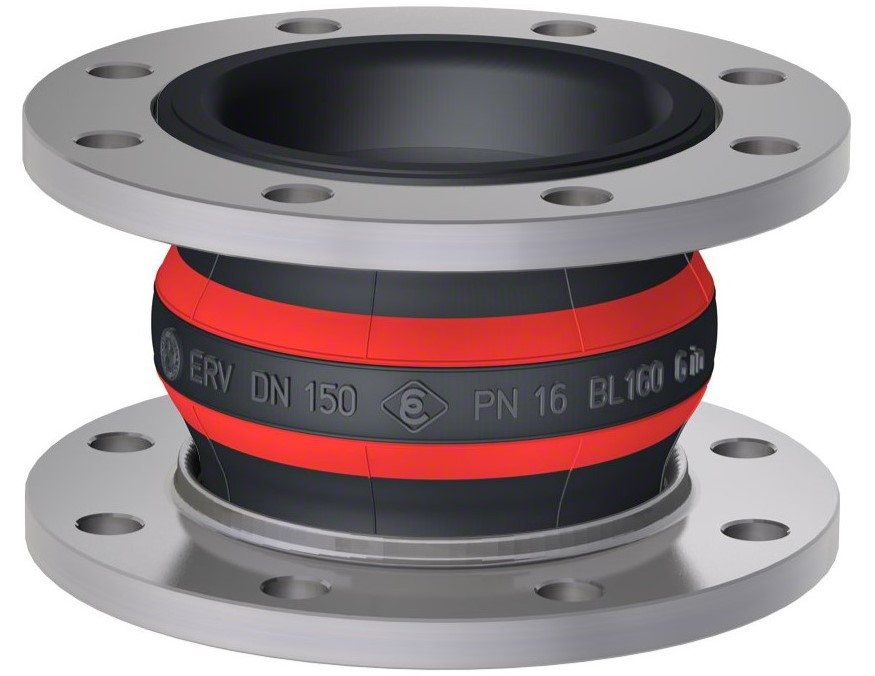 Elaflex Rubber expansion joint type ROTEX DN150, L=160 mm flanges DIN PN16 galvanized steel