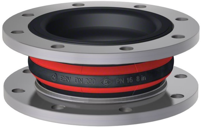 Elaflex Rubber expansion joint type ROTEX DN200, L=130 mm flanges DIN PN10 galvanized steel