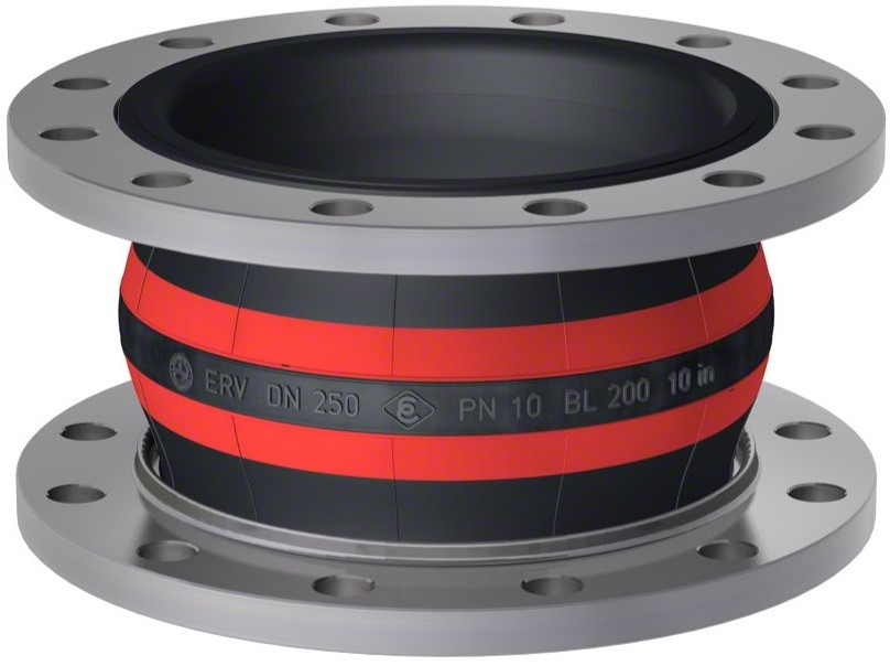 Elaflex Rubber expansion joint type ROTEX DN250, L=200 mm flanges DIN PN16 galvanized steel