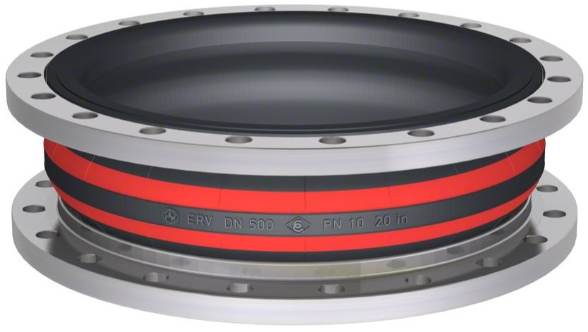 Elaflex Rubber expansion joint type ROTEX DN500, L=200 mm flanges DIN PN10 galvanized steel