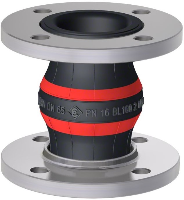 Elaflex Rubber expansion joint type ROTEX DN65, L=160 mm flanges DIN PN16 galvanized steel