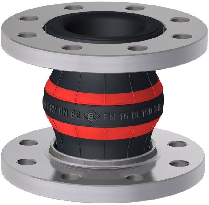 Elaflex Rubber expansion joint type ROTEX DN80, L=150 mm flanges DIN PN16 galvanized steel