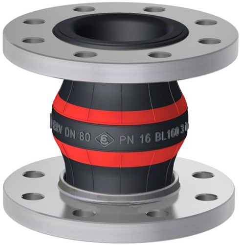 Elaflex Rubber expansion joint type ROTEX DN80, L=160 mm flanges DIN PN16 galvanized steel